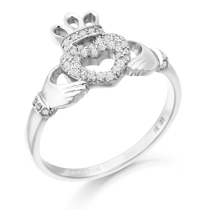 9ct Gold CZ Claddagh Ring - Conway's Jewellers