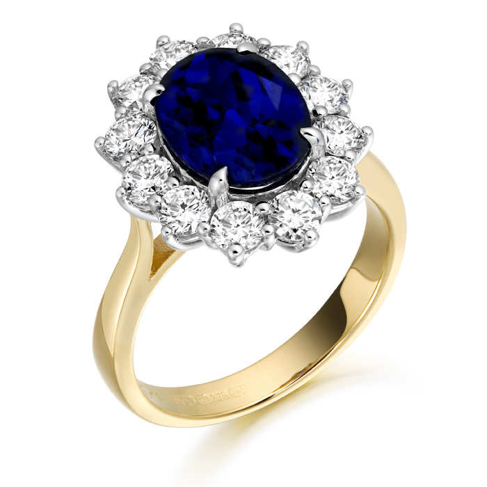 9ct Gold Lady Di Sapphire CZ Ring - Conway's Jewellers