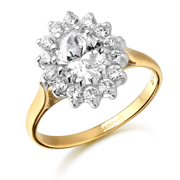 9ct Gold Lady Di style CZ Ring - Conway's Jewellers