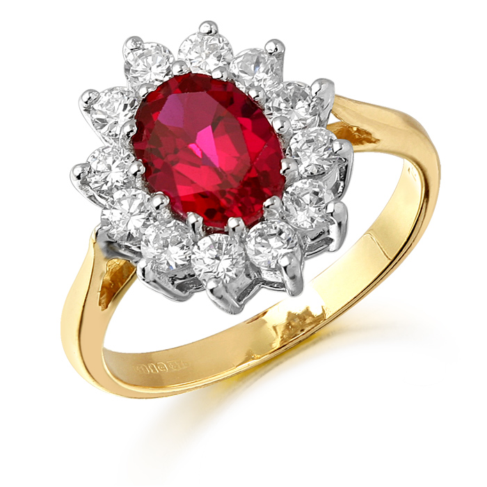 Lady Di Style CZ Ruby Ring - Conway's Jewellers