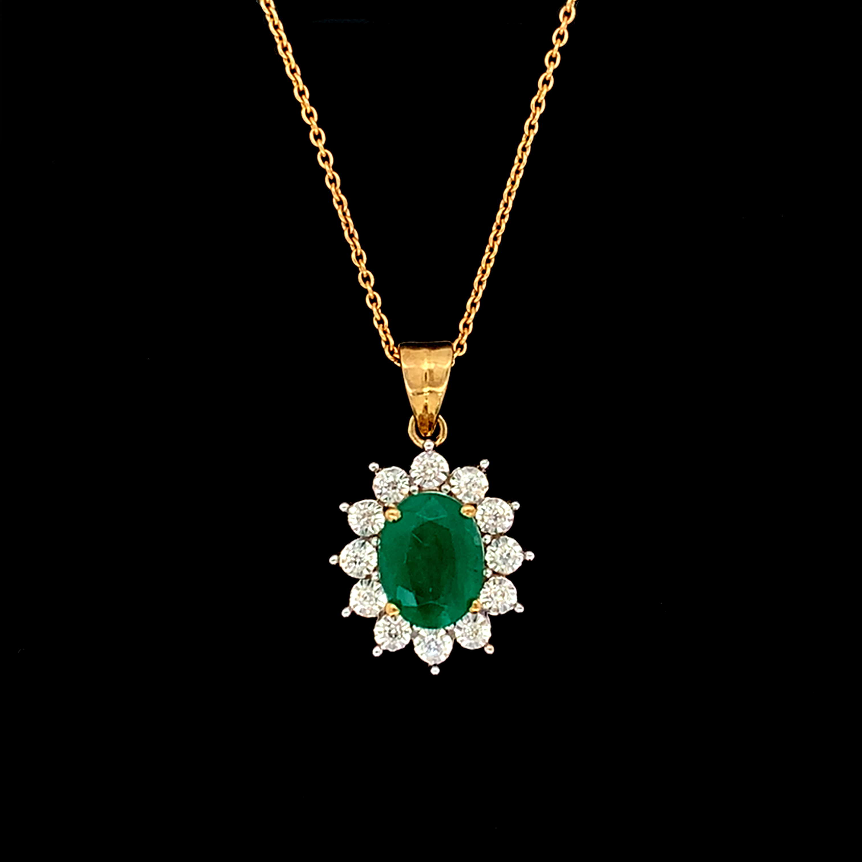 Diamond and Emerald Pendant and Chain - Conway's Jewellers