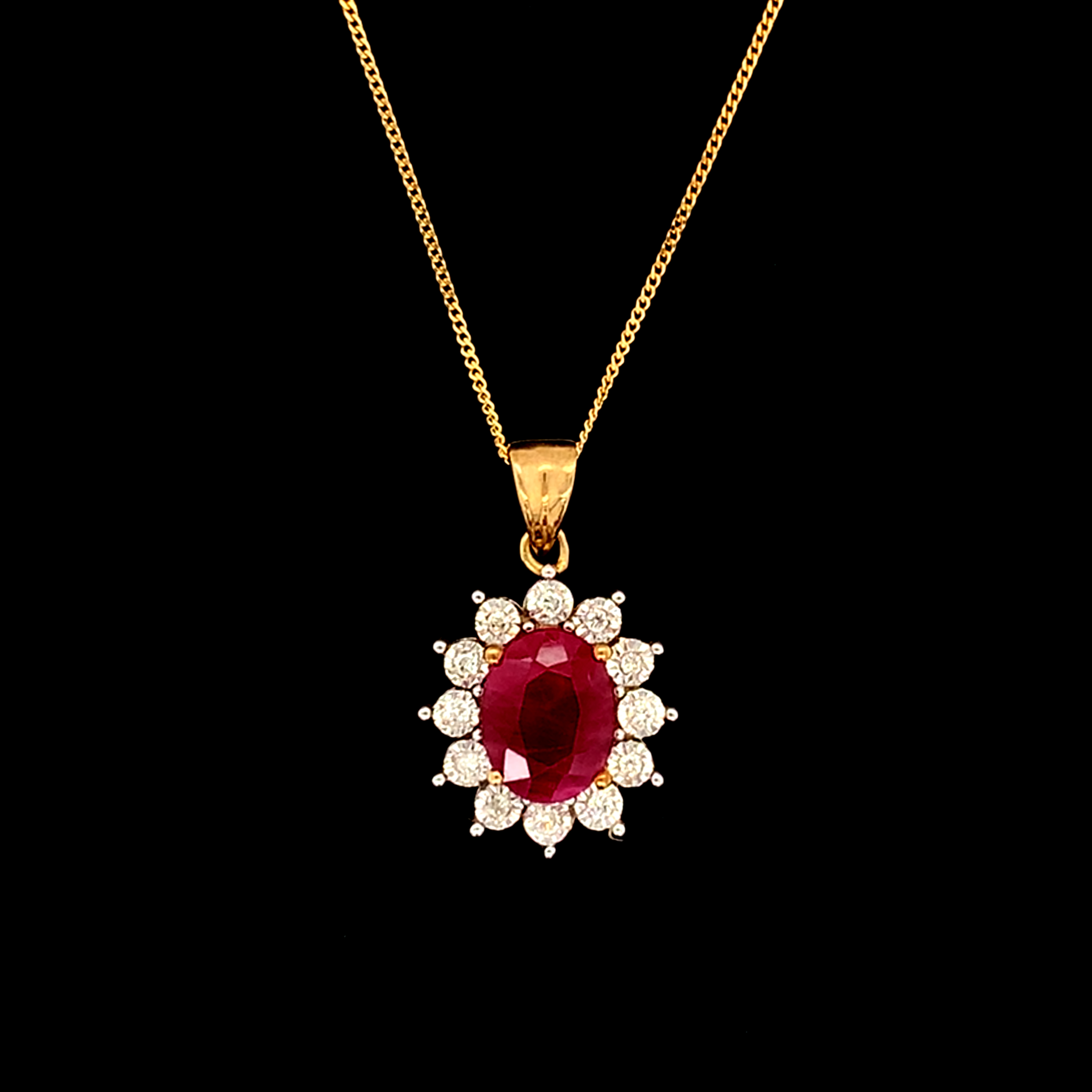 Ruby And Diamond Pendant And Chain - Conway's Jewellers