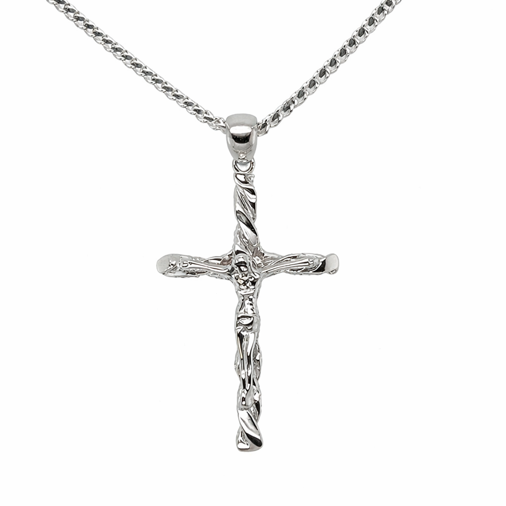 Sterling Silver Crucifix With Cuban Chain - Conway's Jewellers