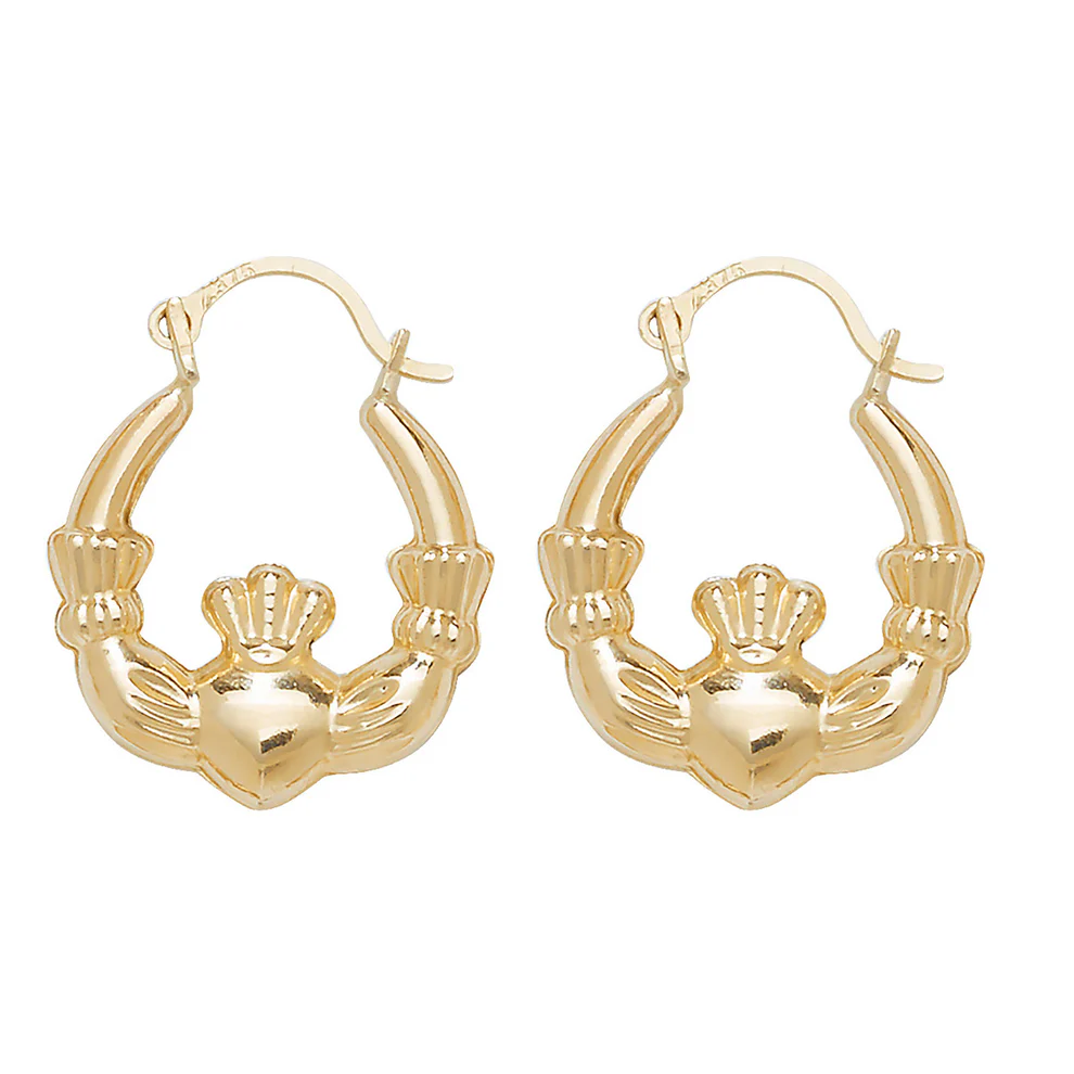 9ct Gold Claddagh Hoop Earrings - Conway's Jewellers